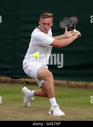 Finn Bass during his match against Marvin Moeller on day seven of the ...