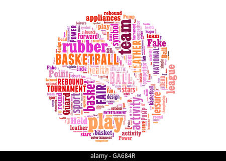 Basketball word cloud words concept ball athletics black and white red ...