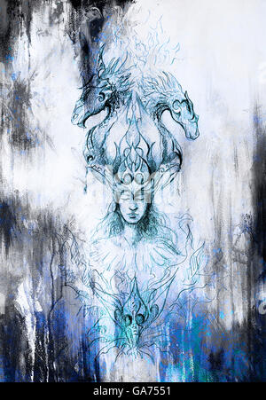 Beautiful abstract illustrations Flame symbol icon on a dark blue ...