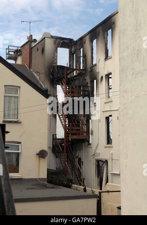 Fire at hotel. The scene at the Penhallow Hotel in Newquay, Cornwall ...