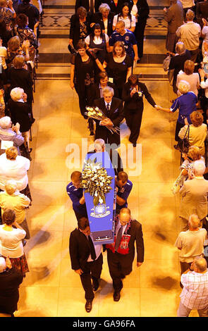 The coffin of Rhys Jones is carried out of Liverpool's Anglican ...