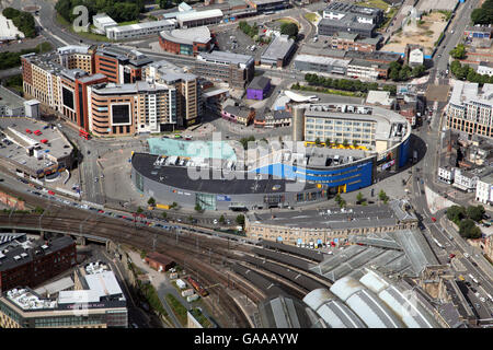aerial view of an 8 shaped building at the Science Park of Keele ...