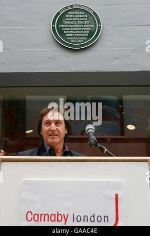 Drummer of the Small Faces Kenney Jones unveils a commemorative plaque ...