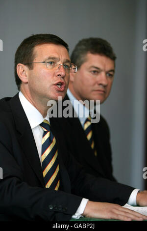 Group Chief Executive of the WRU Roger Lewis (left) and IOC Director of ...