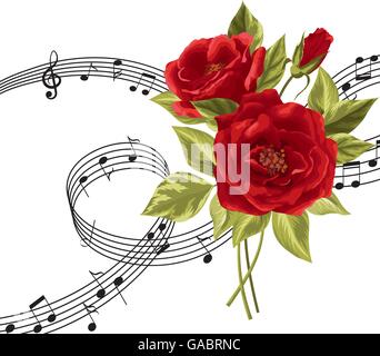 Red roses with music notes Stock Vector Image & Art - Alamy