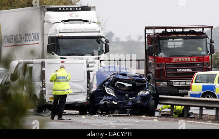 Fatal crash closes Scotland's M8 motorway. The scene following a fatal ...