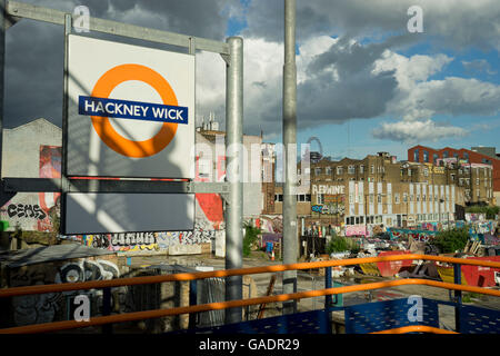 Hackney Wick overground station near Olympic Park in east London. UK ...