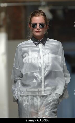 London Fashion Week - Kisa Show. A model wears a creation by designers ...