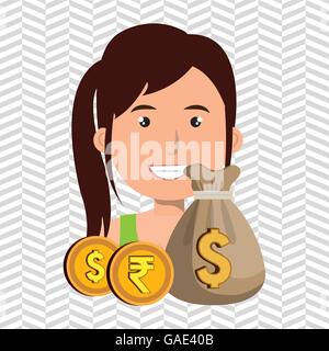person with dollar and pound sterling isolated icon design Stock Vector ...