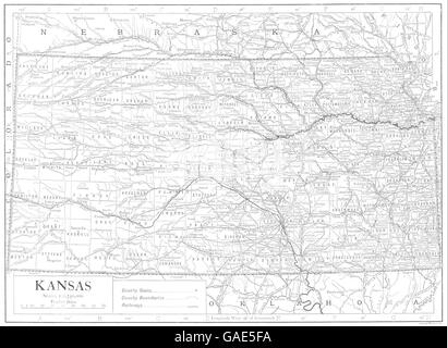 KANSAS: State map showing counties & Indian reservations. Britannica ...