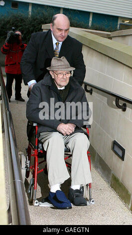 George Greenhalgh, 83 (in the wheelchair), arrives at Bolton Crown ...