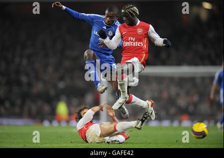 Arsenal's Mathieu Flamini and Bacary Sagna during a training session on ...