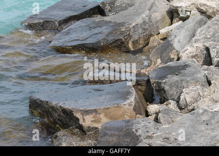 Rocks on the lakefront in Hyde Park, Chicago, IL, USA Stock Photo - Alamy