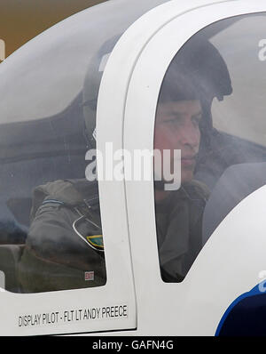 Pilot Flt Lt Andy Preece display pilot of the RAF Grob Tutor training ...
