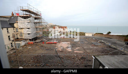 Fire at hotel. The scene at the Penhallow Hotel in Newquay, Cornwall ...