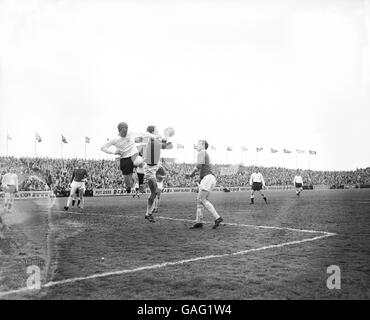 Birmingham City's Trevor Smith (r) watches as City goalkeeper Colin ...
