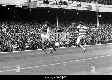 Queens Park Rangers' Ian Gillard tries to tackle Derby County's ...
