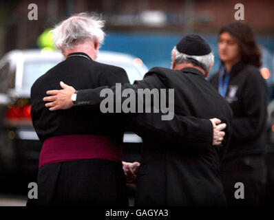 The Chief Rabbi Sir Jonathan Sacks (centre) after receiving his ...