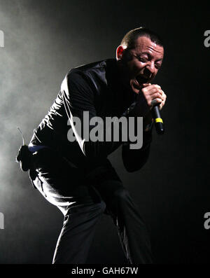 Linkin Park performing at the O2 Arena in London Featuring: Linkin Park ...