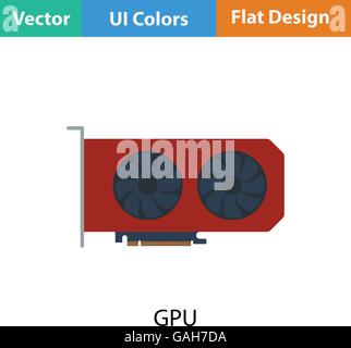 Pci gpu card icon flat vector. Pc video. Cpu chip isolated Stock Vector ...