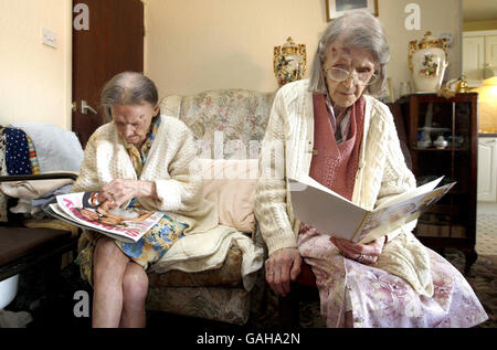 Alice Horsman,100, right, and sister Annie Horsman, 106, who were ...