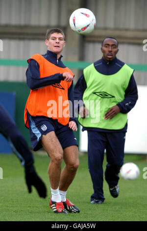 England's Steven Gerrard during a training session at London Colney ...