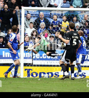 Bristol City's goalkeeper Adriano Basso fails to stop the goal from ...