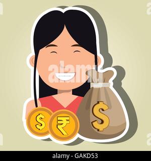 person with dollar and pound sterling isolated icon design Stock Vector ...