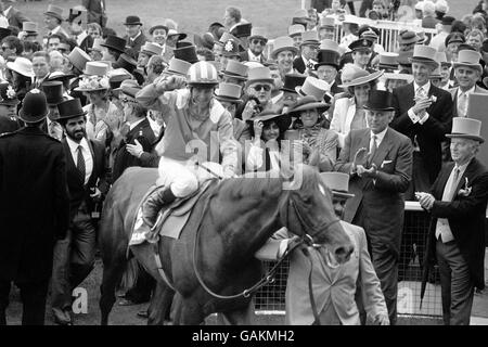 The Derby at Epsom . The winner being led into the unsaddling enclosure ...