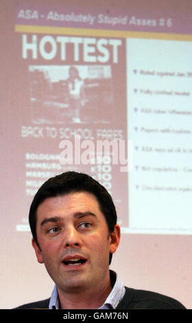 Peter Sherrard, Head of Communication at Ryanair, holds a press ...