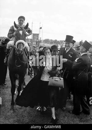 The Derby at Epsom . The winner being led into the unsaddling enclosure ...
