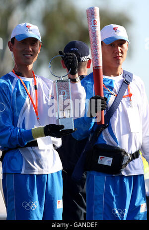 The first torchbearer in the Beijing Olympic flame relay, Greek ...