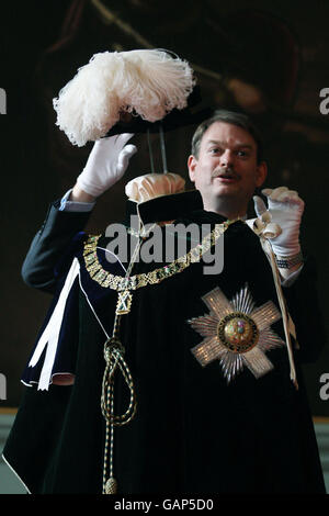 Order of the Thistle display at Holyroodhouse Stock Photo - Alamy