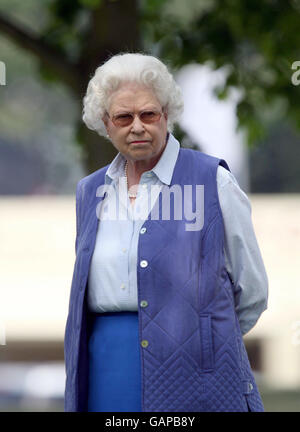 Queen Elizabeth II watches the Land Rover Driving Grand Prix at the ...