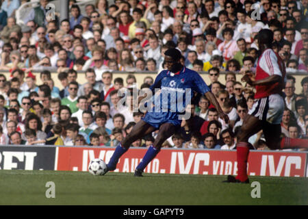 Chelsea's Ken Monkou controls the ball during a league game against ...