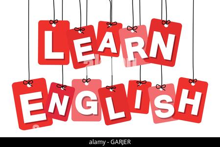 Learn english banner design on white background, vector illustration ...