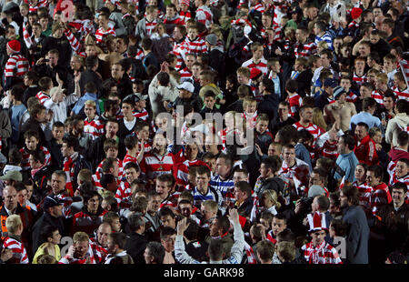 Doncaster Rovers fans celebrate their side taking the lead during the ...