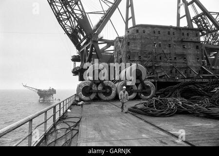 The Piper Alpha oil platform's main accommodation block rests on the ...