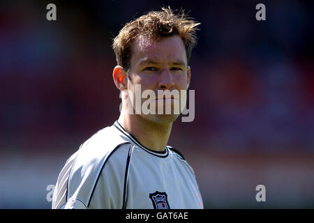Grimsby Town's goalkeeper Danny Coyne (left) and Tony Gallimore ...