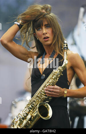Abi Harding, saxophonist (saxophone) and backing singer with THE ZUTONS ...