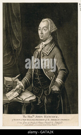 This portrait of John Hancock presents the prominent American ...
