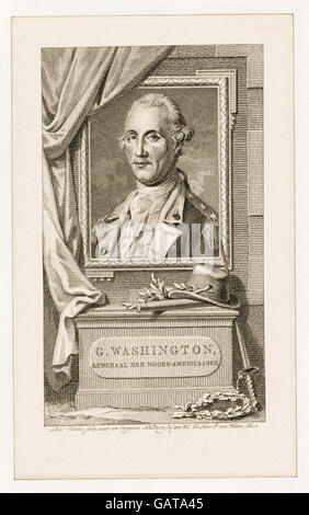 A portrait of George Washington, depicted as the general of the ...