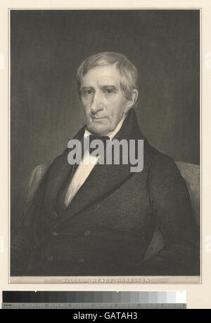 An engraving of the death of William Henry Harrison 9th President of ...