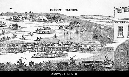 An etching of Epsom Racecourse Stock Photo - Alamy