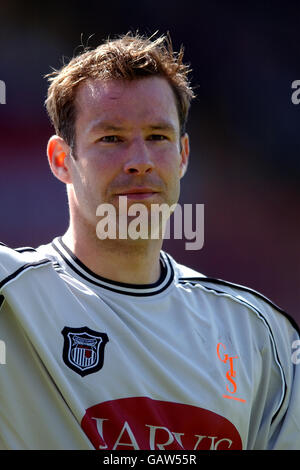 Grimsby Town's goalkeeper Danny Coyne (left) and Tony Gallimore ...