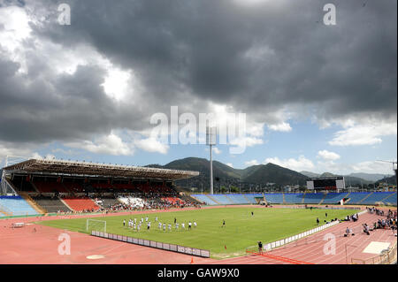 General view of storm during the training session at University of ...