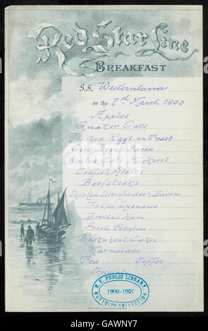A breakfast held aboard the SS Westernland, a ship operated by the Red ...