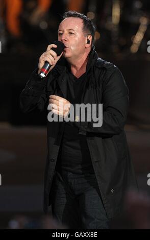 Jim Kerr, lead singer of the British pop band Simple Minds, performs ...