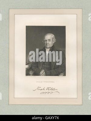 Noah Webster, a prominent American lexicographer, is depicted in this ...