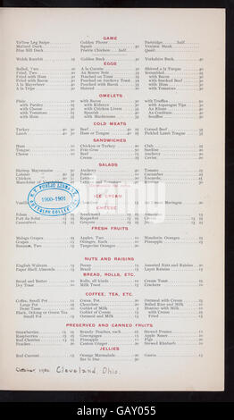 A daily menu from the Century Club in Cleveland, Ohio, offering insight ...